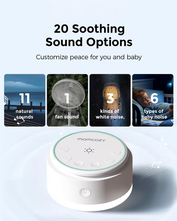Momcozy Portable Baby Sound Machine: Long Battery & Compact Design